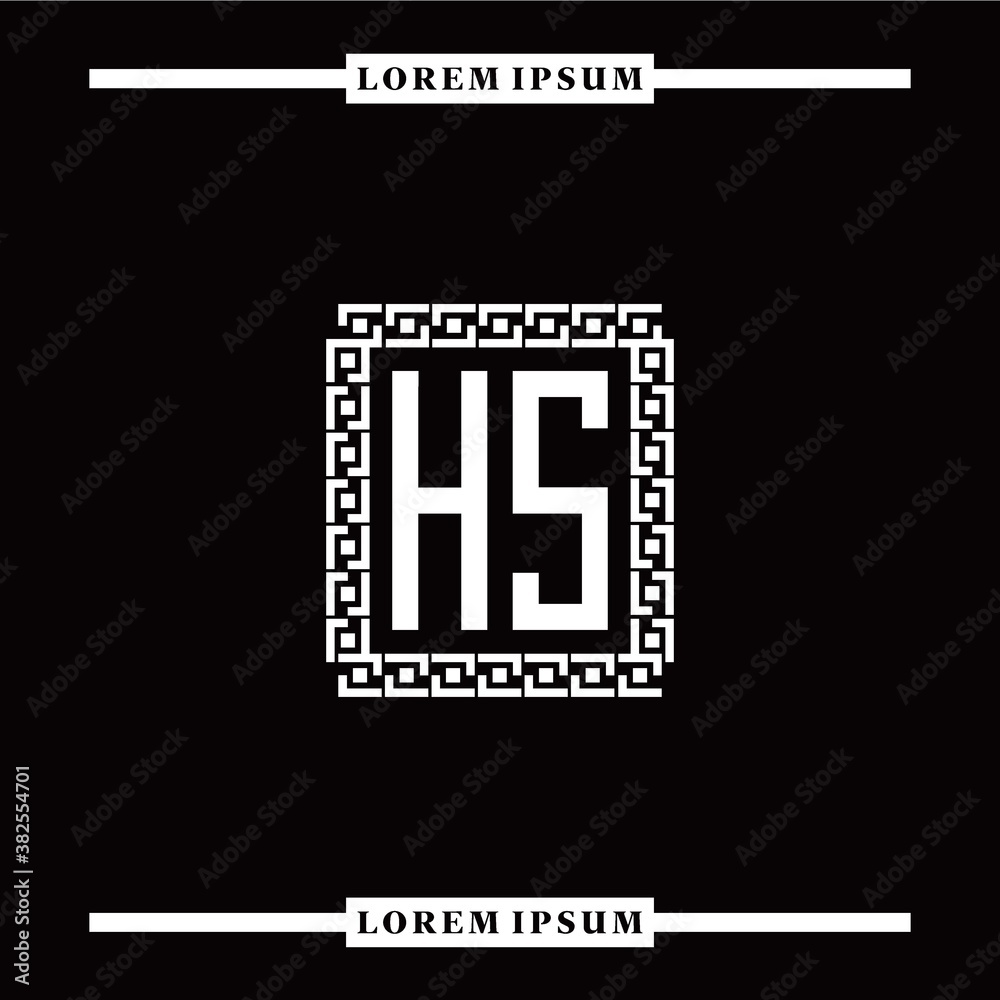 H S collection of initial logo designs with luxurious frame elements ...