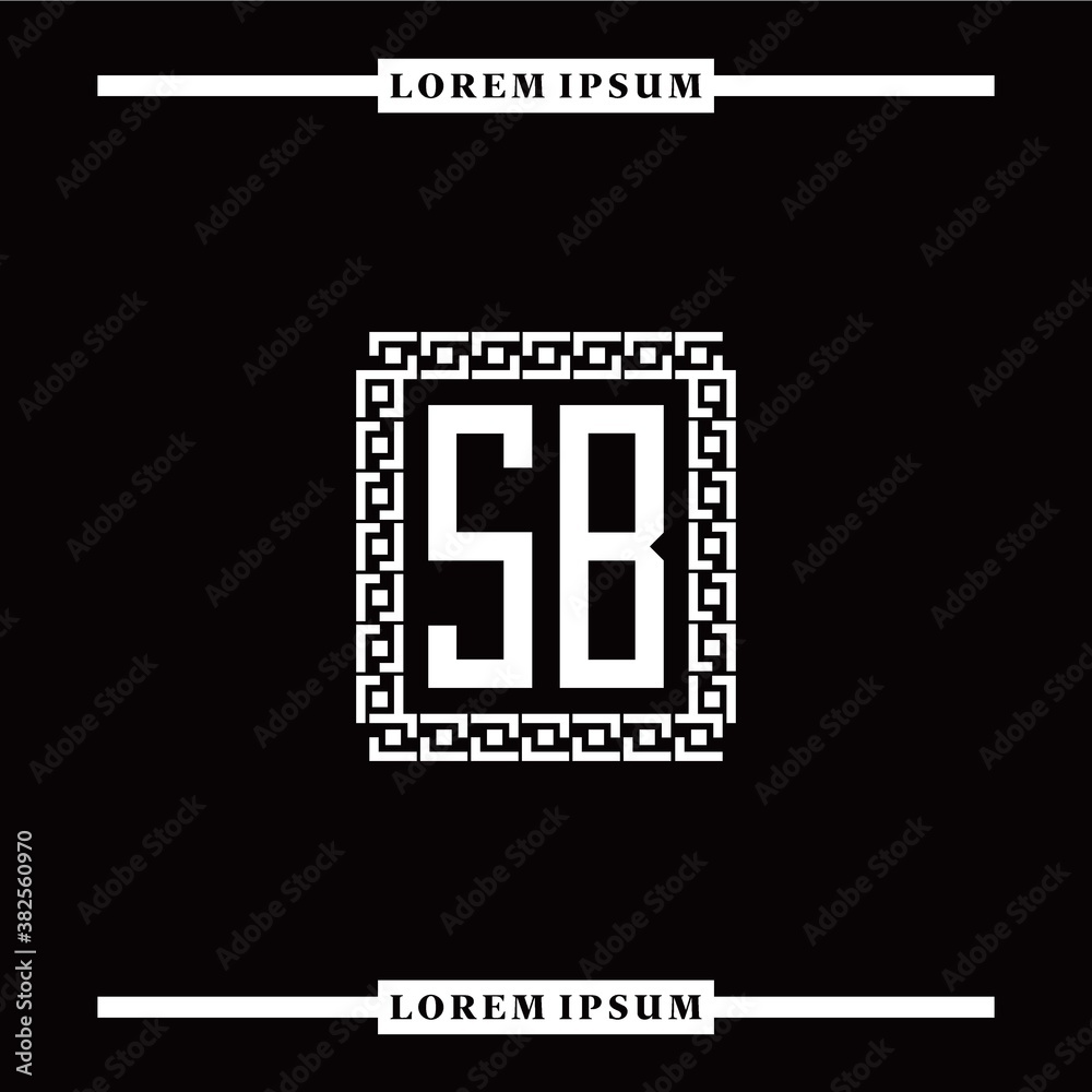 S B collection of initial logo designs with luxurious frame elements ...