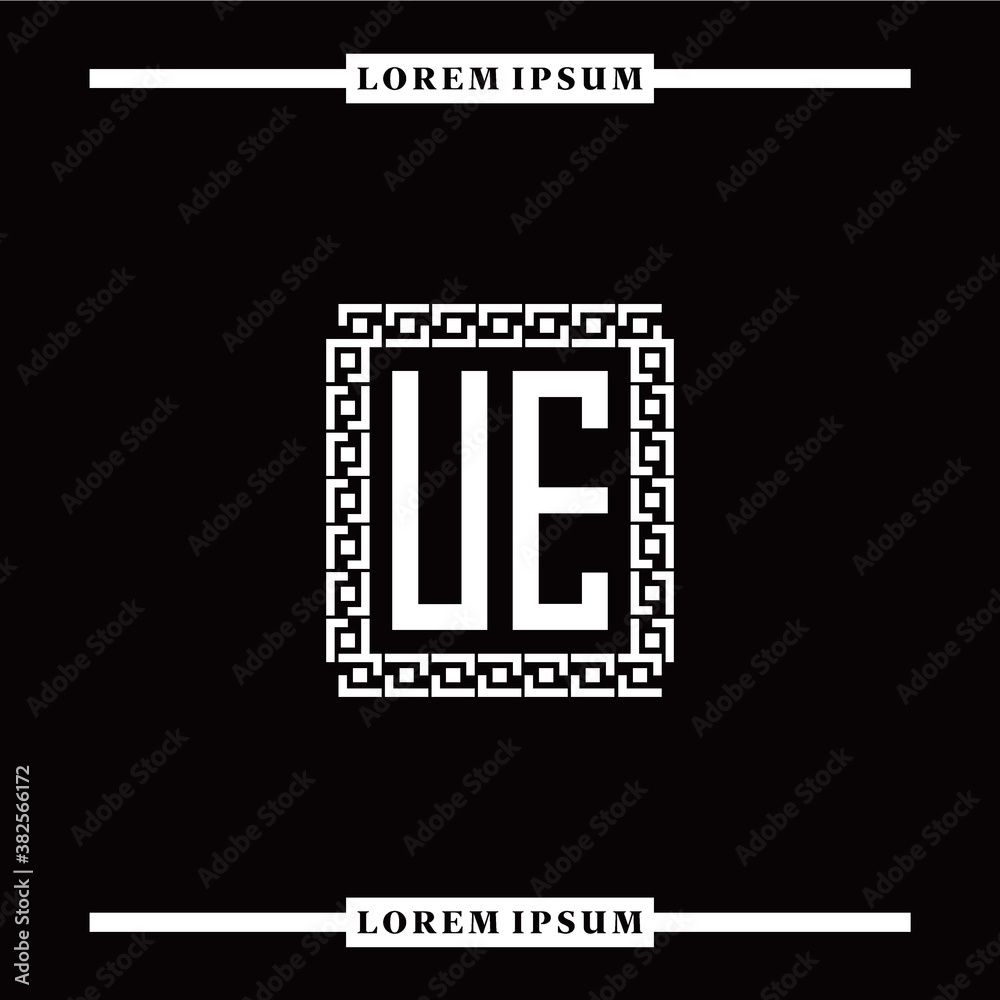 U E collection of initial logo designs with luxurious frame elements ...