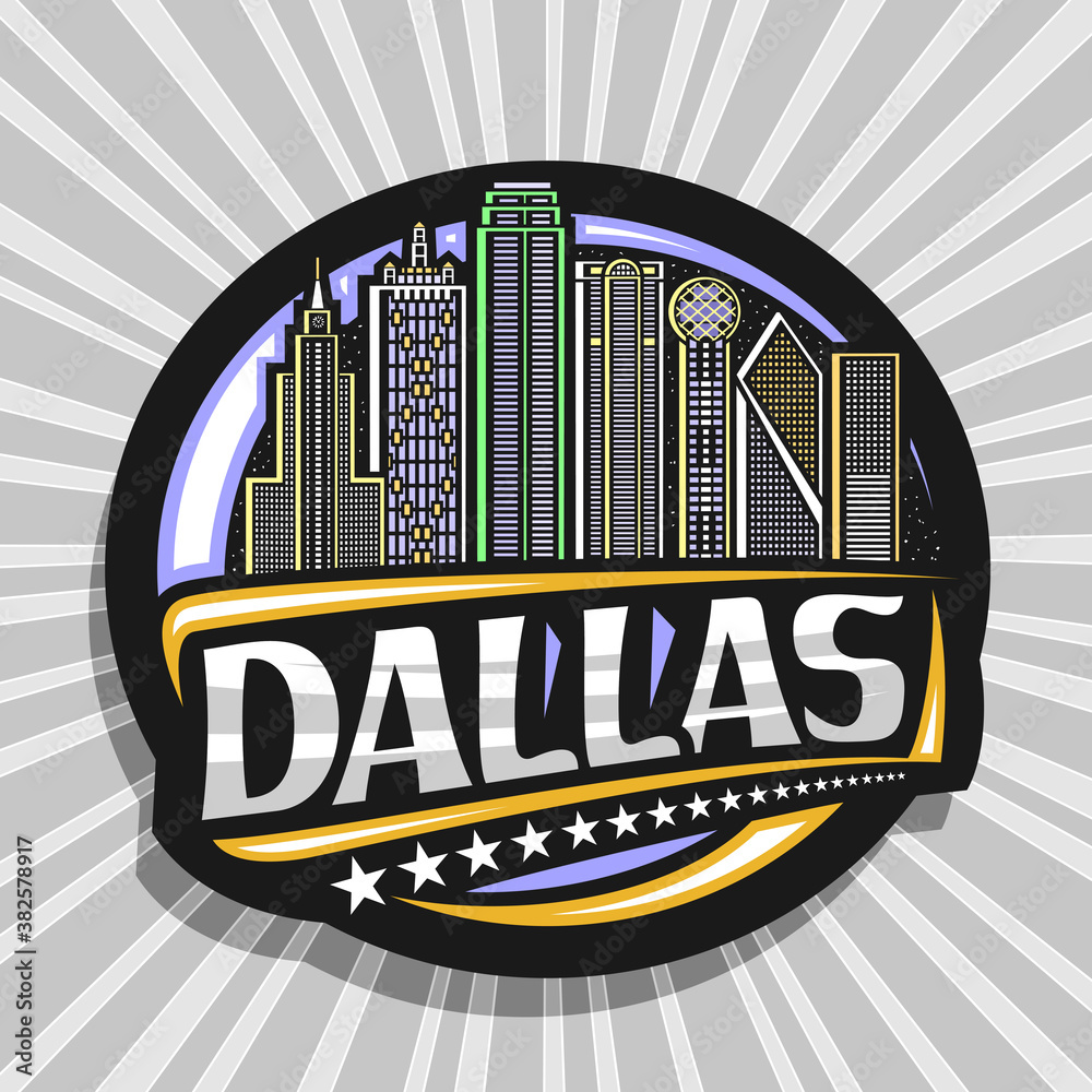 Vector logo for Dallas, black decorative badge with outline ...