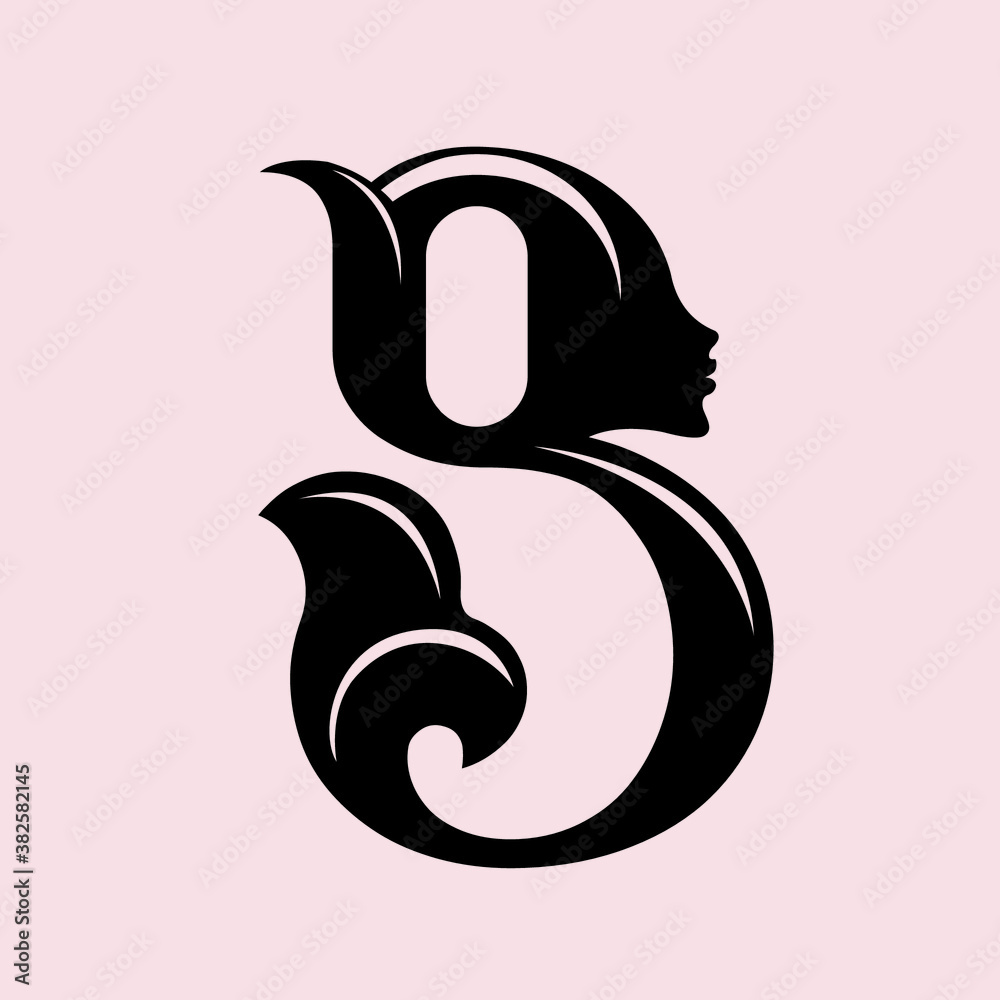 Letter g logo with woman portrait.Style, beauty and hair salon ...