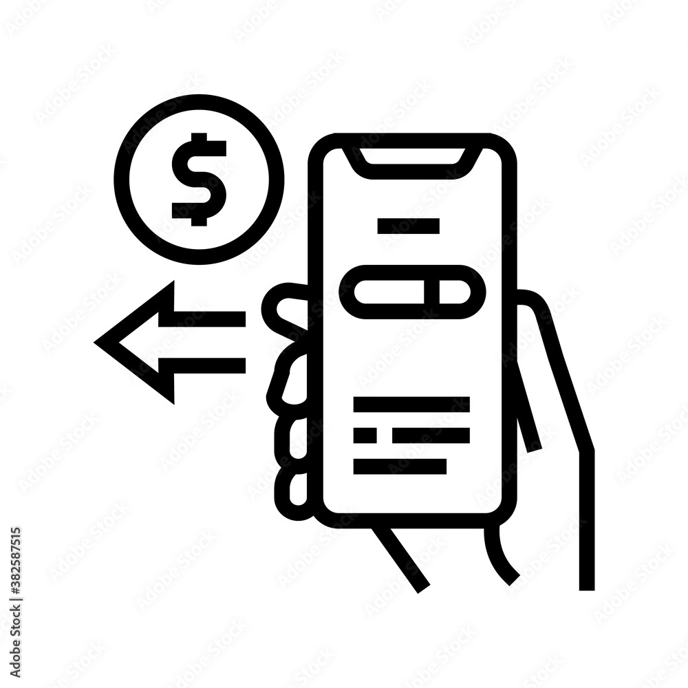 pay phone app line icon vector. pay phone app sign. isolated contour ...