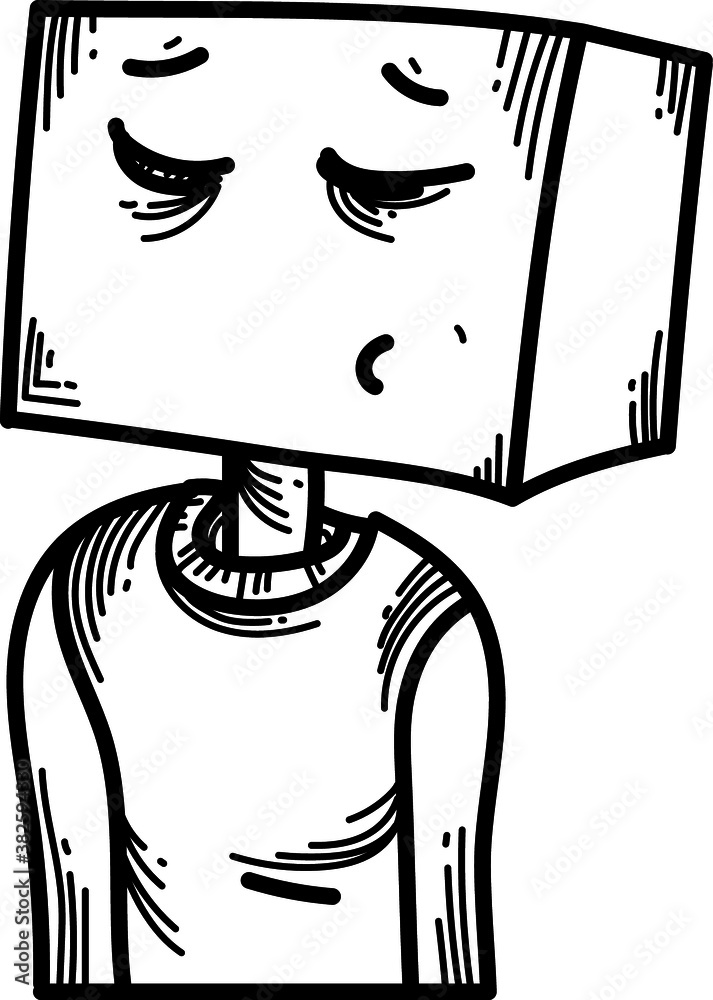 Box Boy Character doodle design element for your emoticon needs Stock ...