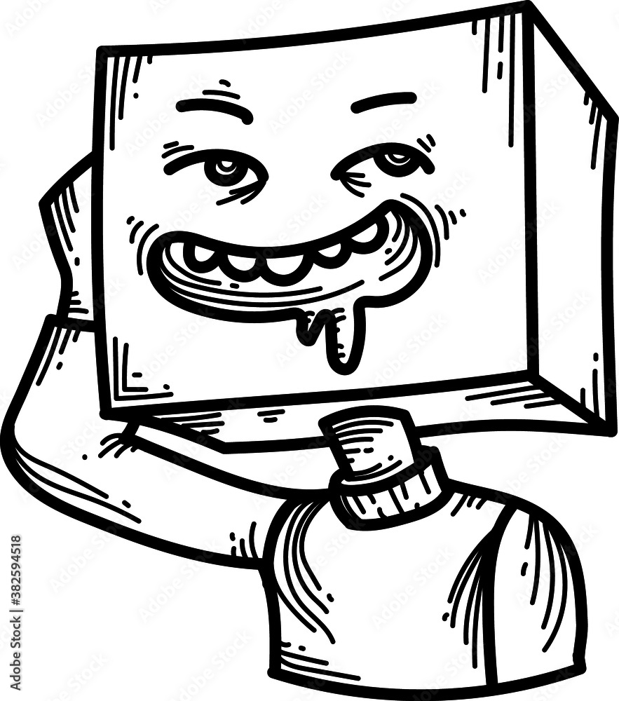 Box Boy Character doodle design element for your emoticon needs Stock ...