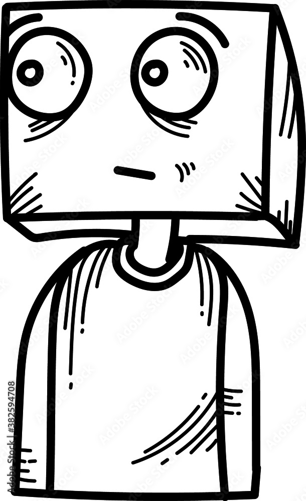 Box Boy Character doodle design element for your emoticon needs Stock ...