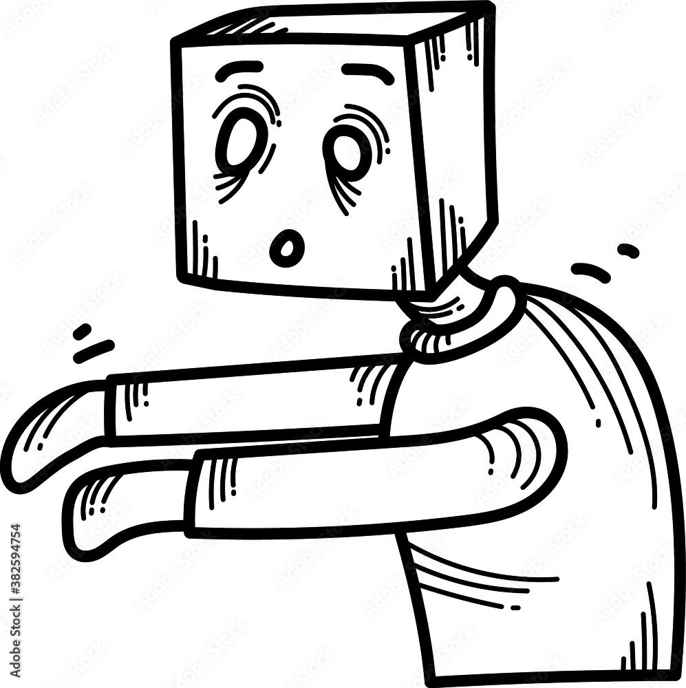 Box Boy Character doodle design element for your emoticon needs Stock ...