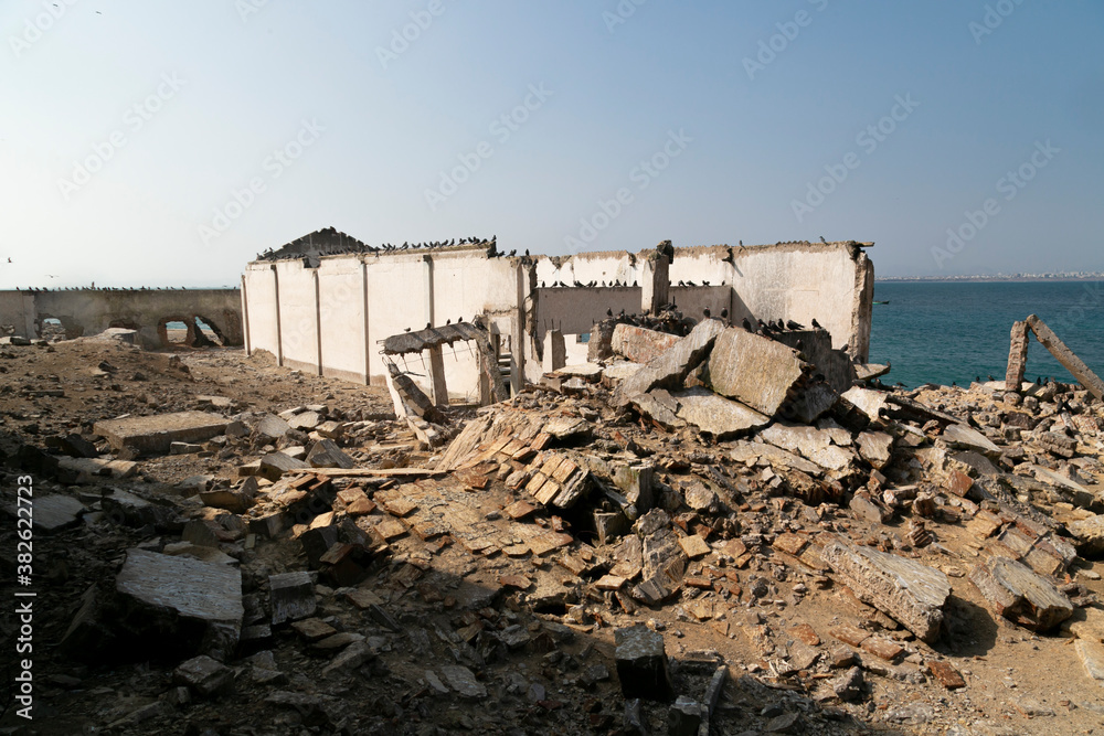 Jail destroyed by bombing on Fronton Island. Prison for terrorists and ...