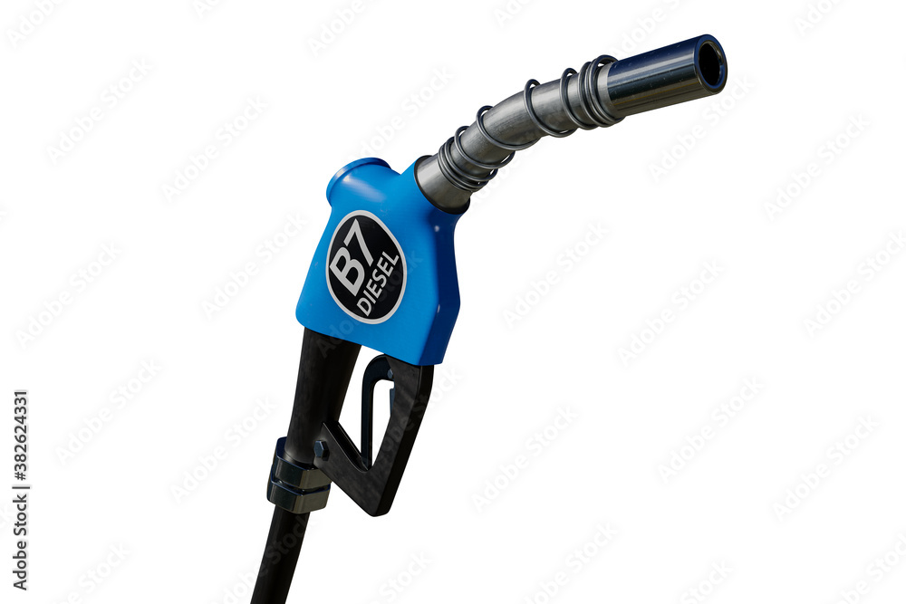3d rendering of Diesel gas nozzle B7, isolated on white background with ...