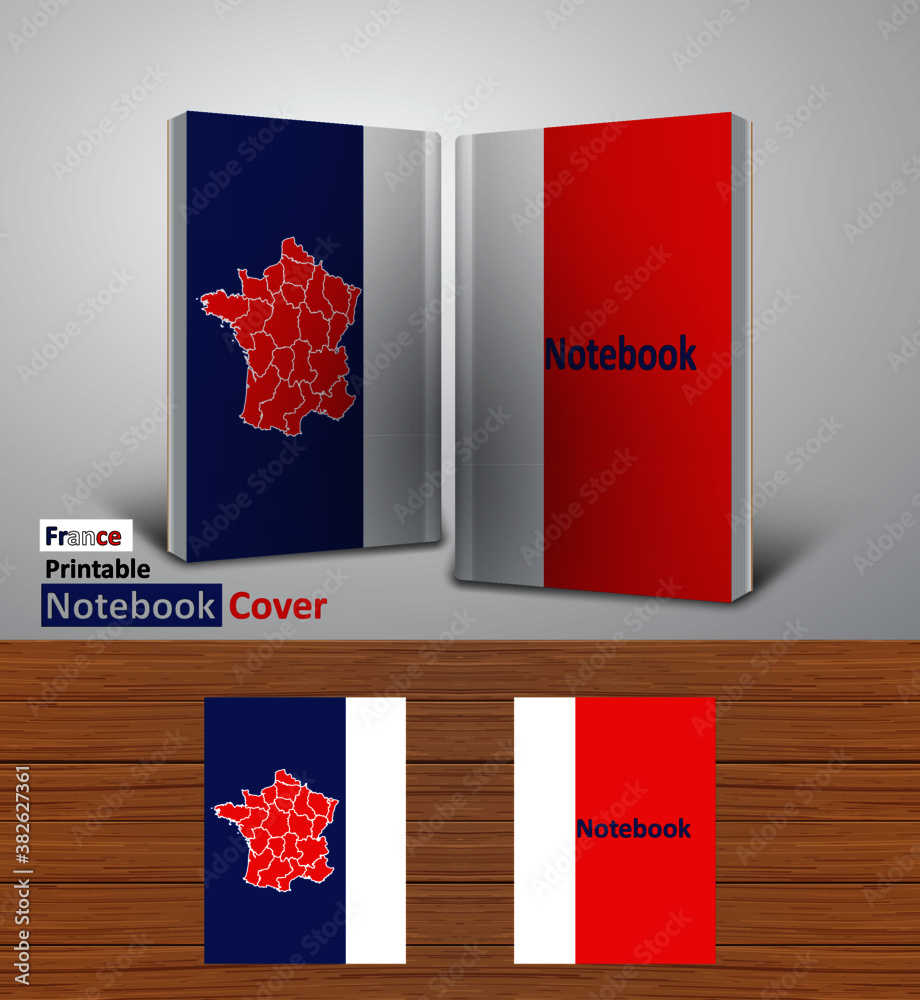 France Notebook Design Mockup - 3D Book Template - National Country Map ...