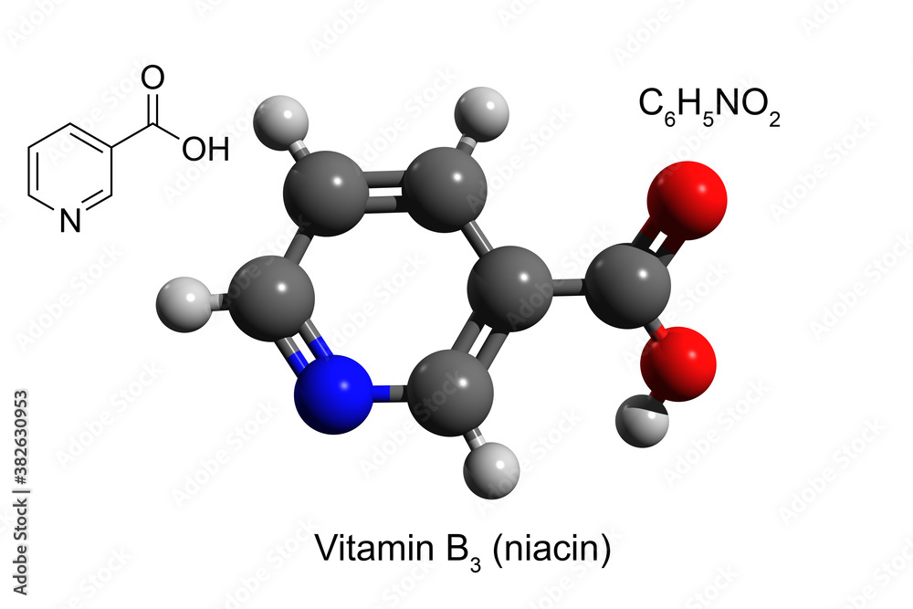 Chemical formula, structural formula and 3D ball-and-stick model of ...