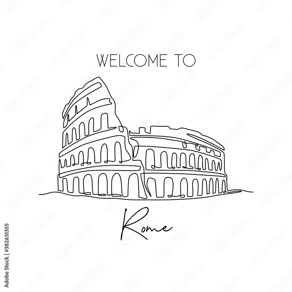 Poster Single continuous line drawing Colosseum amphitheater – Wall Art ...