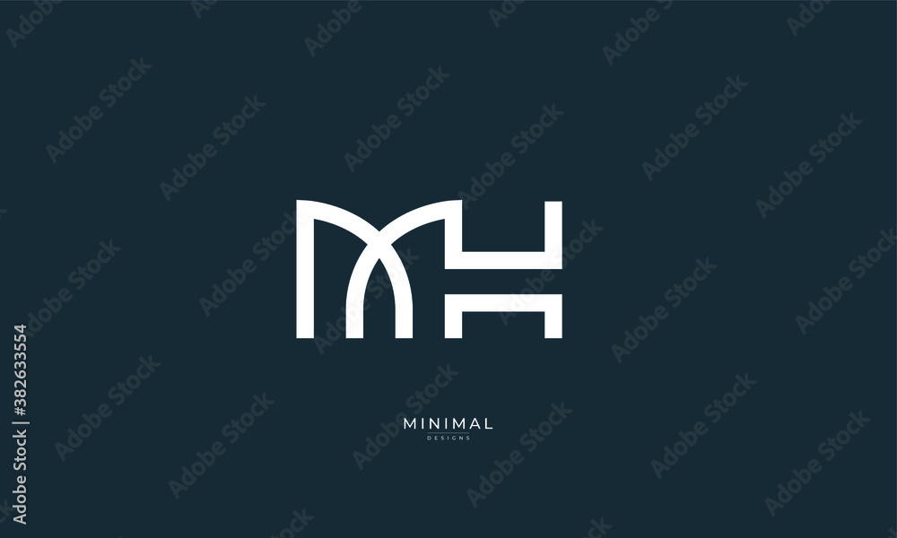 Alphabet letter icon logo MH Stock Vector | Adobe Stock