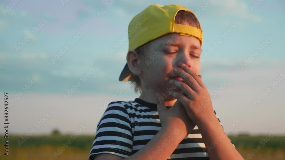 Video Stock boy kid crying flowing tears a screaming dirty face. child ...