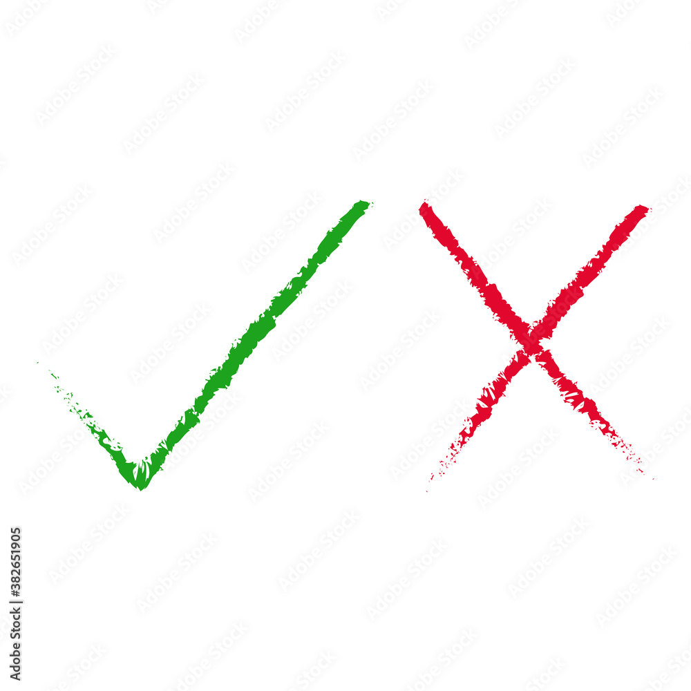 Green tick and Red cross on white background.Vector Illustration Stock ...