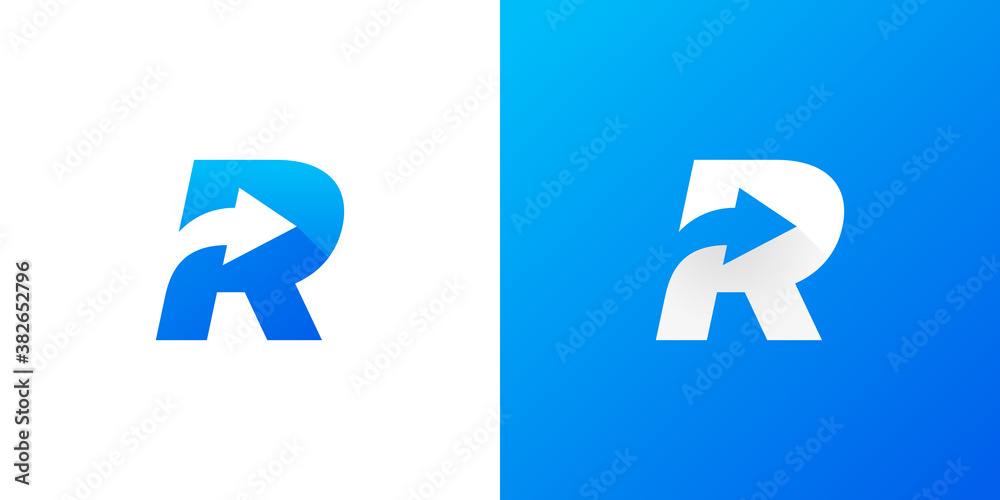 Letter R with Arrow . Letter R arrow logo design . vector illustration ...