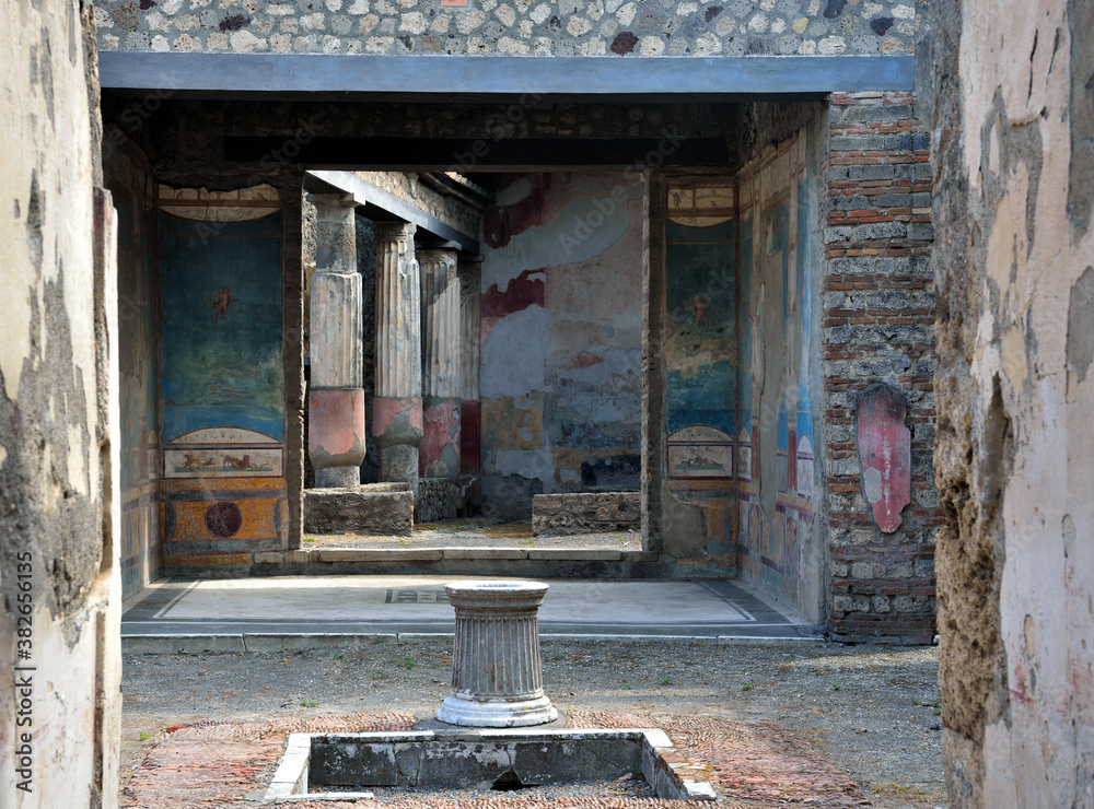 Ruins of Ancient Roman city of Pompeii Italy, was destroyed and buried ...