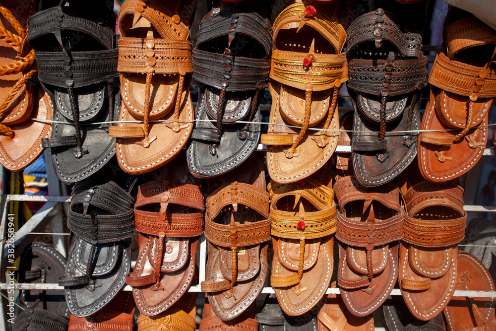 Indian famous traditional men leather footwear Stock Photo | Adobe Stock