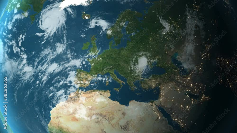 Earth Zoom out from Turkey to see the Earth from space Texture map ...