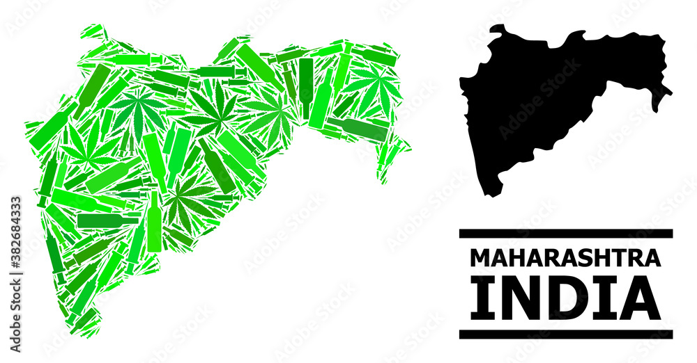 Addiction mosaic and usual map of Maharashtra State. Vector map of ...