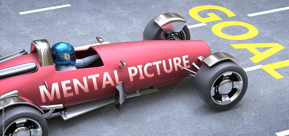 Mental picture helps reaching goals, pictured as a race car with a ...