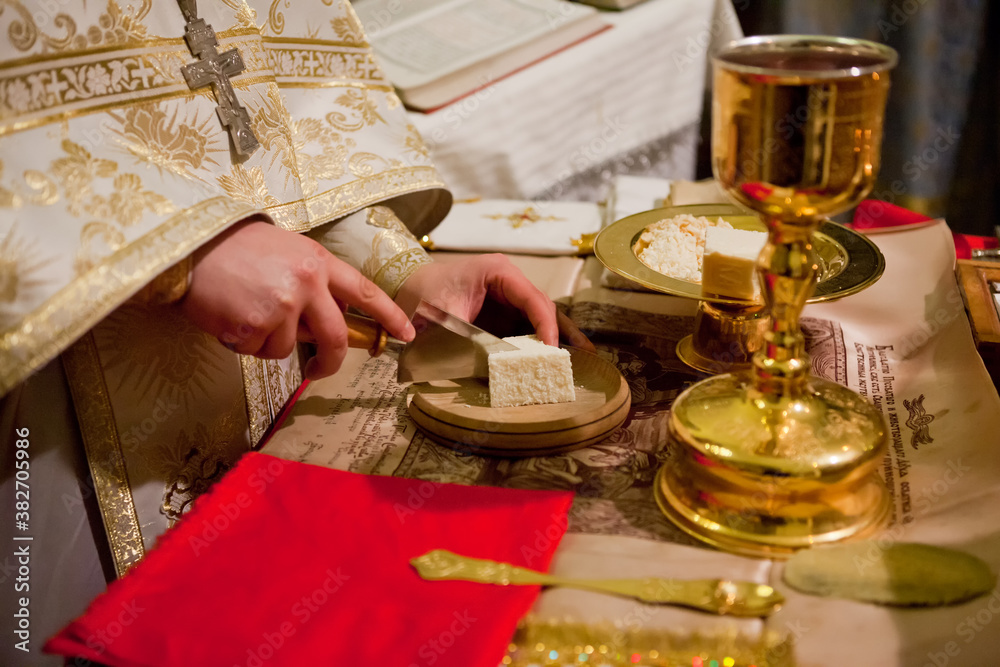 Preparation of Holy Communion in the Temple Altar Stock Photo | Adobe Stock