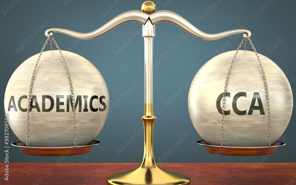 academics and cca staying in balance - pictured as a metal scale with ...