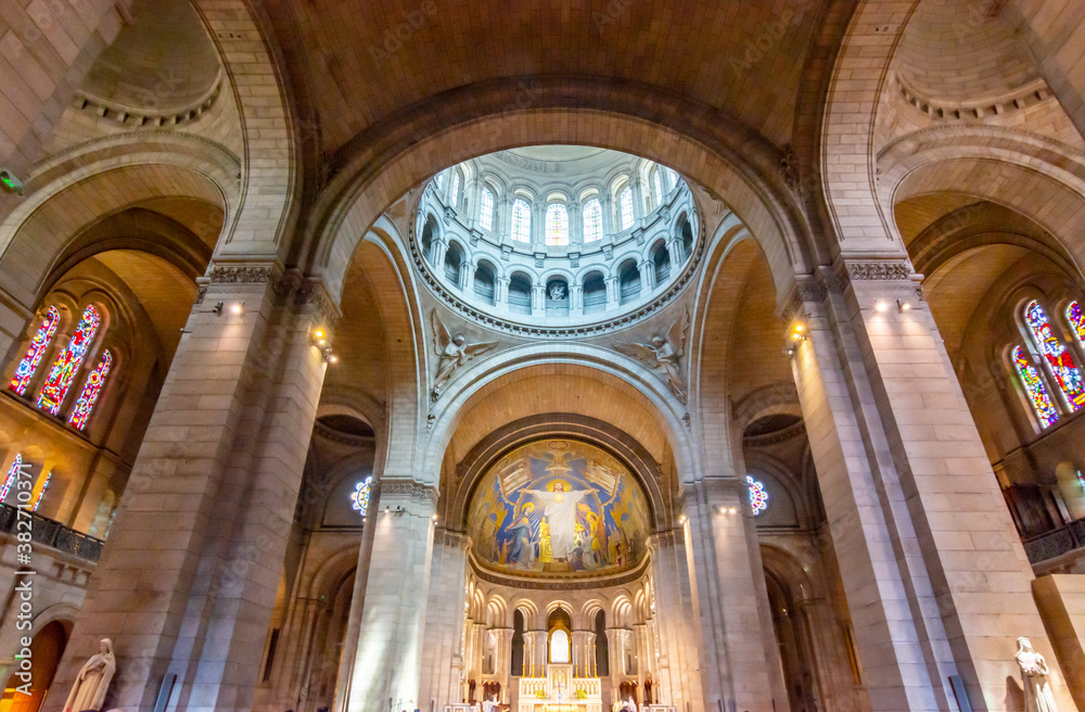 Basilica of Sacre Coeur (Sacred Heart) interior, Paris, France Stock ...