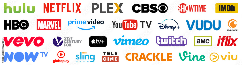 Kiev, Ukraine - October 03, 2020: Set popular TV streaming services ...