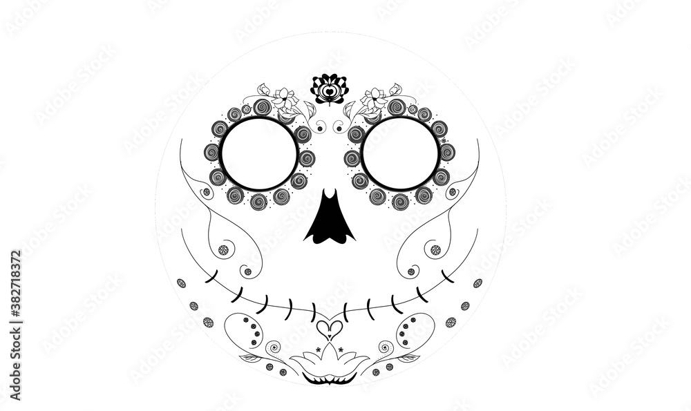 Day of the dead catrina mask. Illustration of the makeup of a catrina's ...
