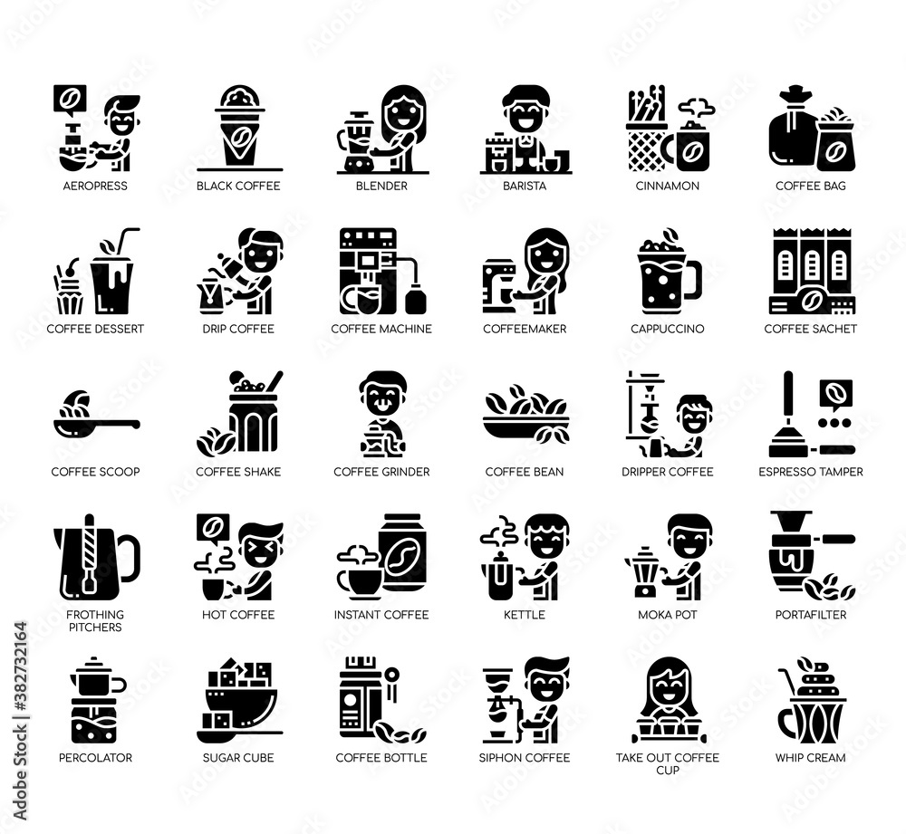 Set of coffee thin line and pixel perfect icons for any web and app ...