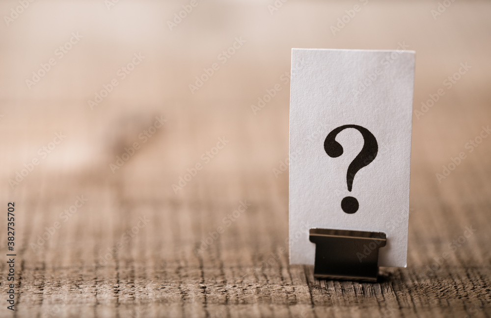 Question Mark Paper Stand On Wooden Background Stock Photo | Adobe Stock