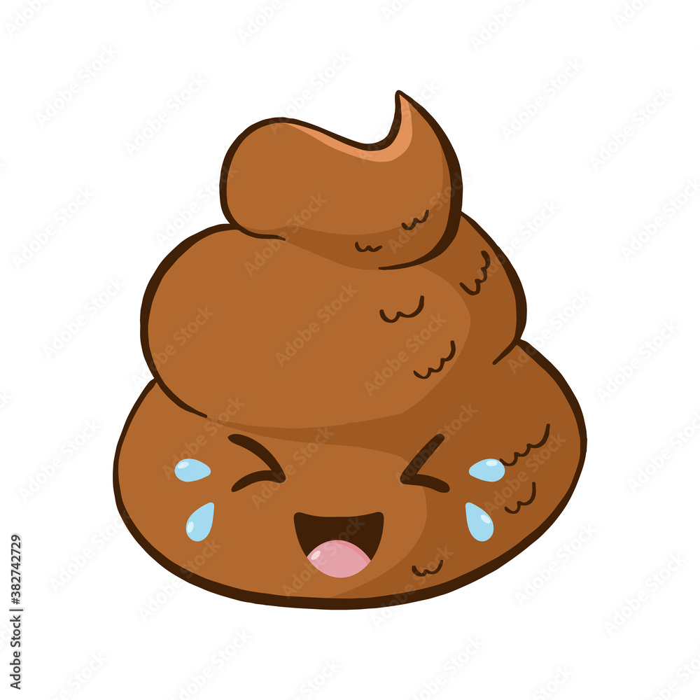 Vector kawaii laughing poop emoji sticker. Stock Vector | Adobe Stock