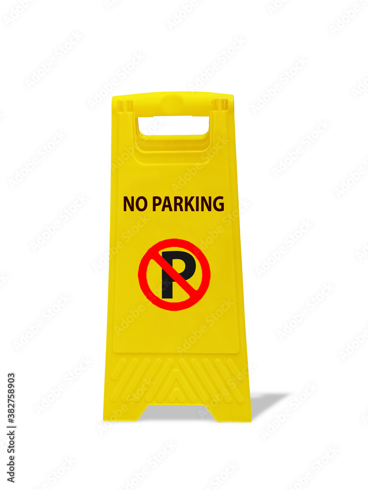 "NO PARKING" sign in black text with P and red circle icon on the ...