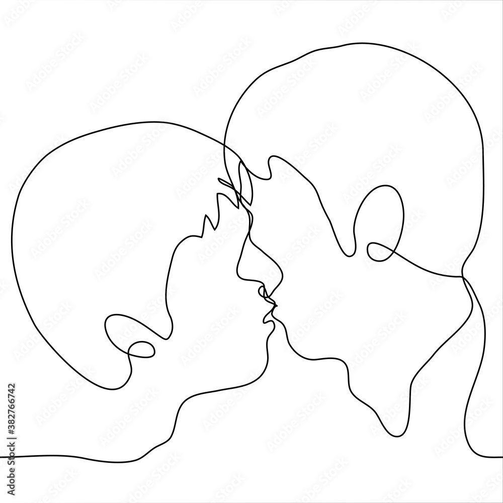 Two People Kissing Drawing