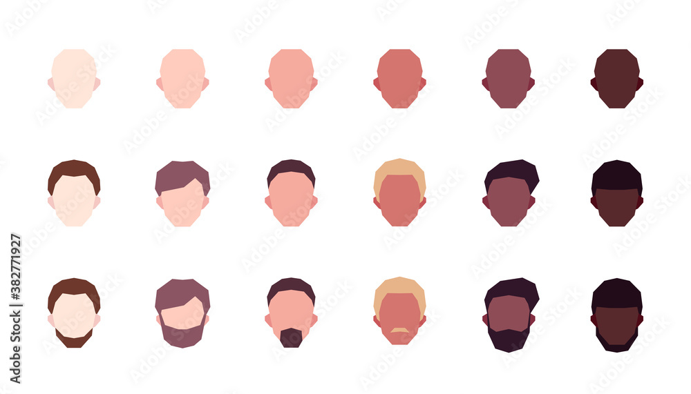 Set of male characters. Low poly avatars. Vector illustration Stock ...