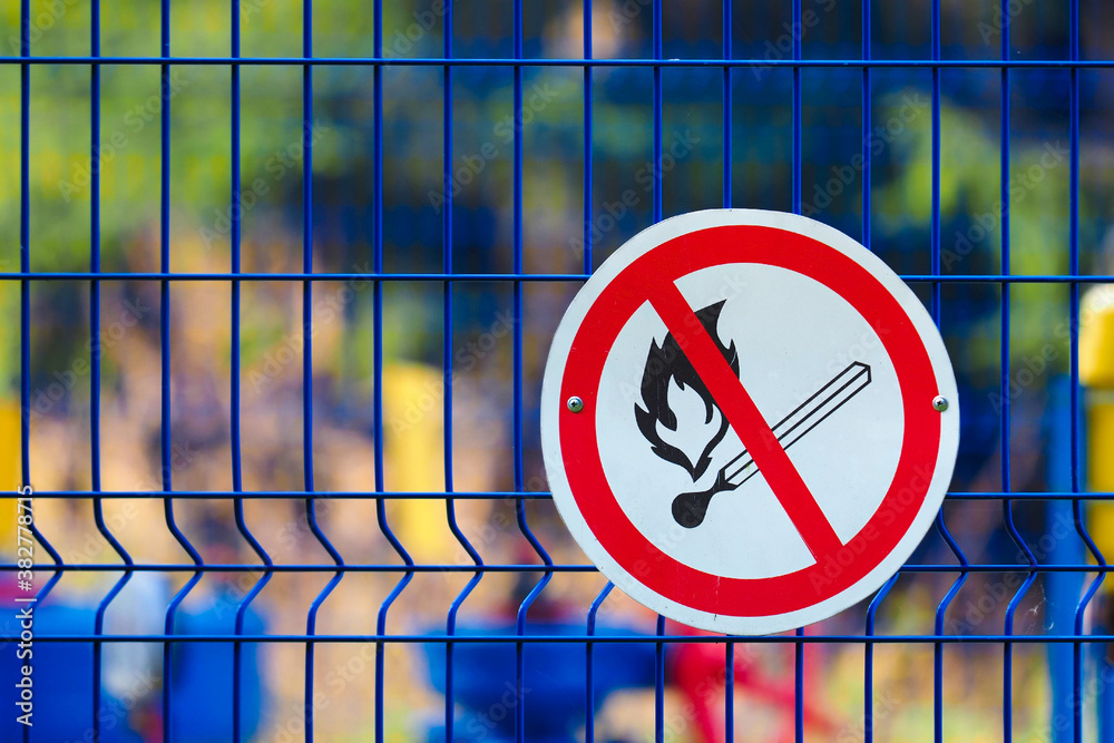Warning sign Don't light Fire. Flammable gas, a sign at a gas ...