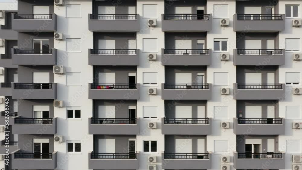 Exterior of a high-rise multi-story apartment building - facade ...