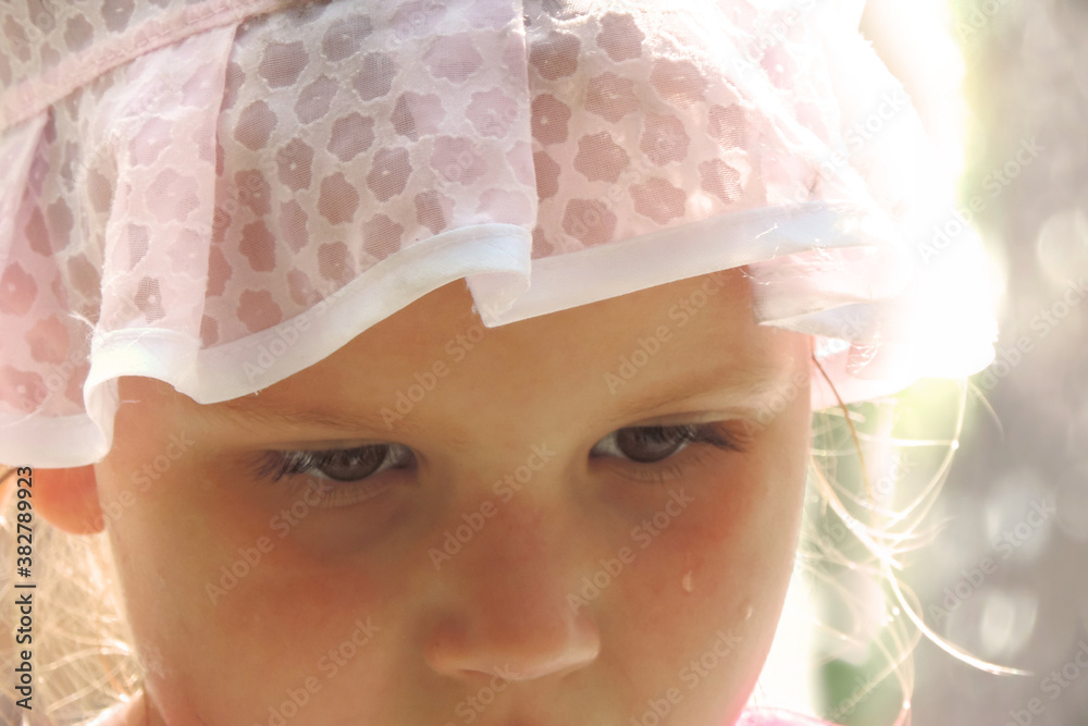 child's face close-up, sad and depressed and a tear on the cheek Stock ...