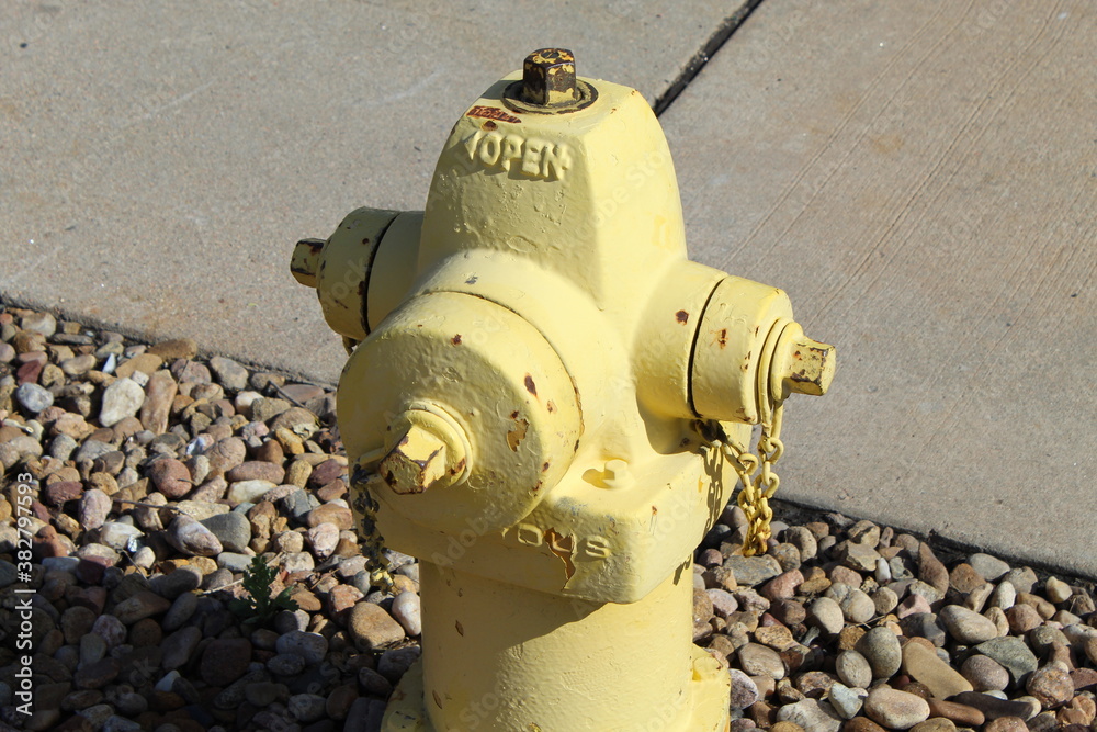 yellow fire hydrant for usage by fire departments in case of fire ...