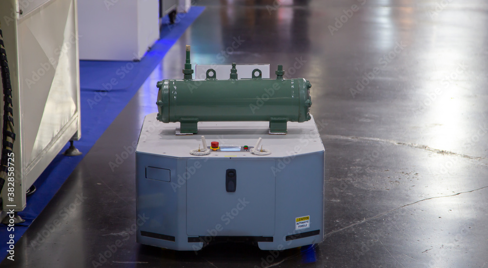 Automated robot handling product in smart factory. AGV Automatic Guided ...