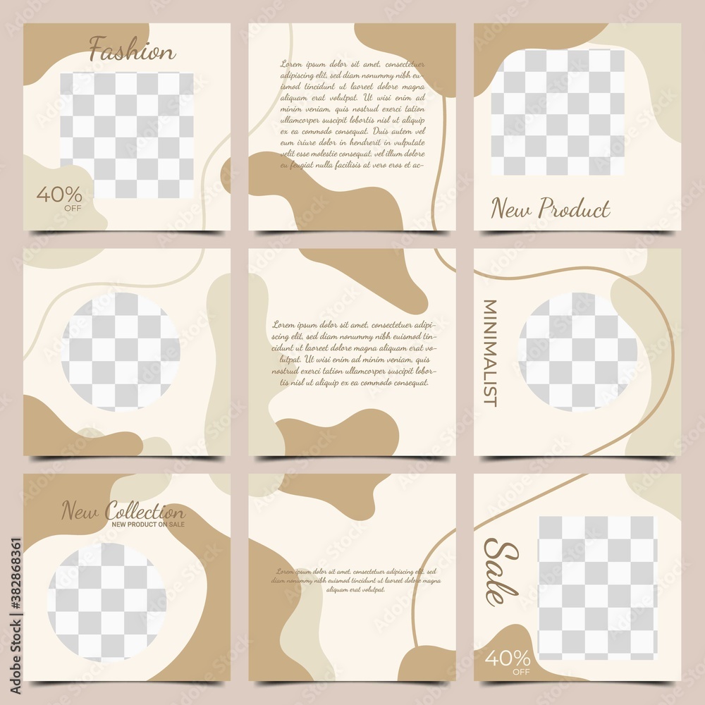 Set of minimalist social media post template design. Editable vector ...