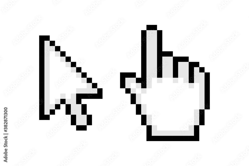 Flat illustration with black cursor for site design. White background ...