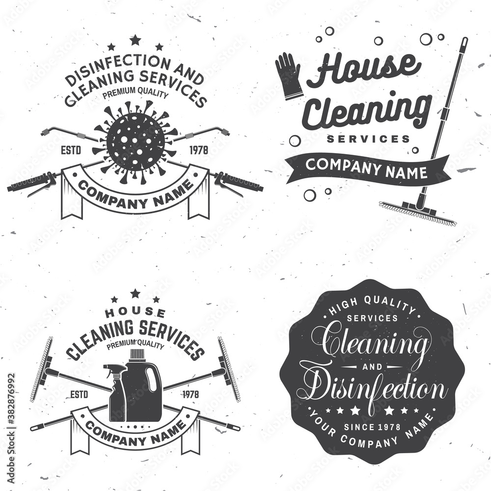 Set of Disinfection and cleaning services badge, logo, emblem. Vector ...