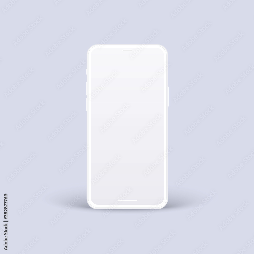 Clay smartphone mockup. Isolated white mobile device with blank screen ... Clay smartphone mockup. Isolated white mobile device with blank screen ...