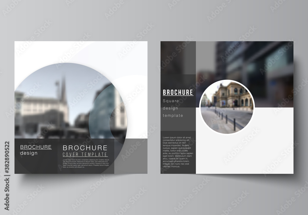 Vector layout of two square format covers templates for brochure, flyer ...