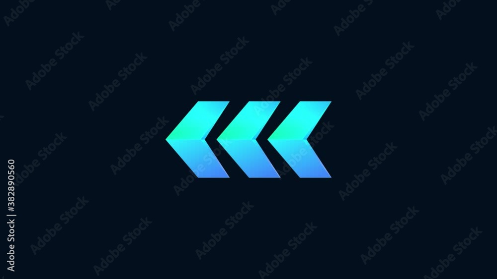 Animation Of Blue Arrows Symbols. A blue animated left arrows on a dark ...