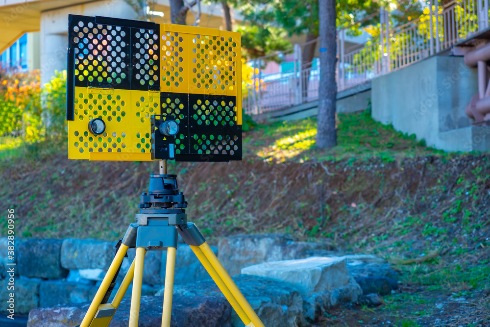 Cartographic device on a tripod. Theodolite with additional devices ...