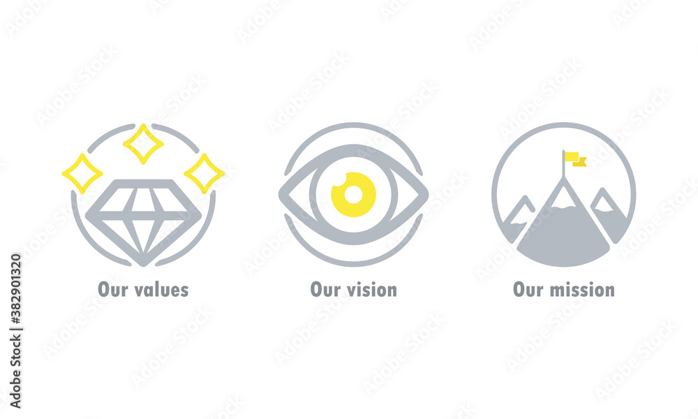 Our values, vision and mission icon. Business goal concept. Vector EPS ...