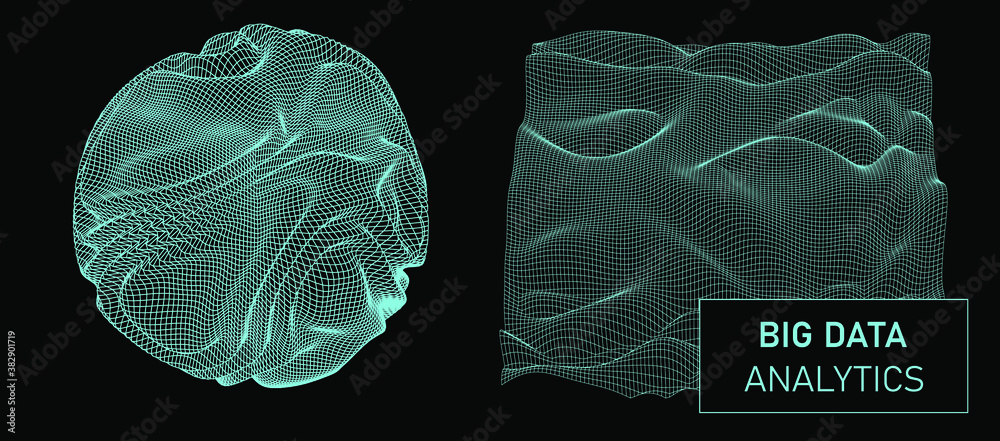 Vetor de Vector abstract 3D big data visualization. Futuristic ...
