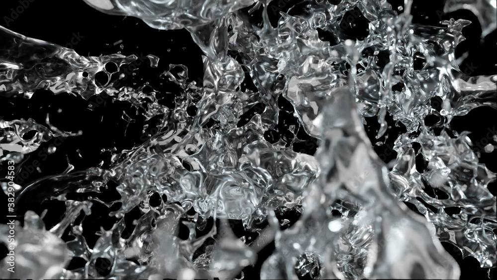 Water splash, underwater explosion or object hitting the water surface ...